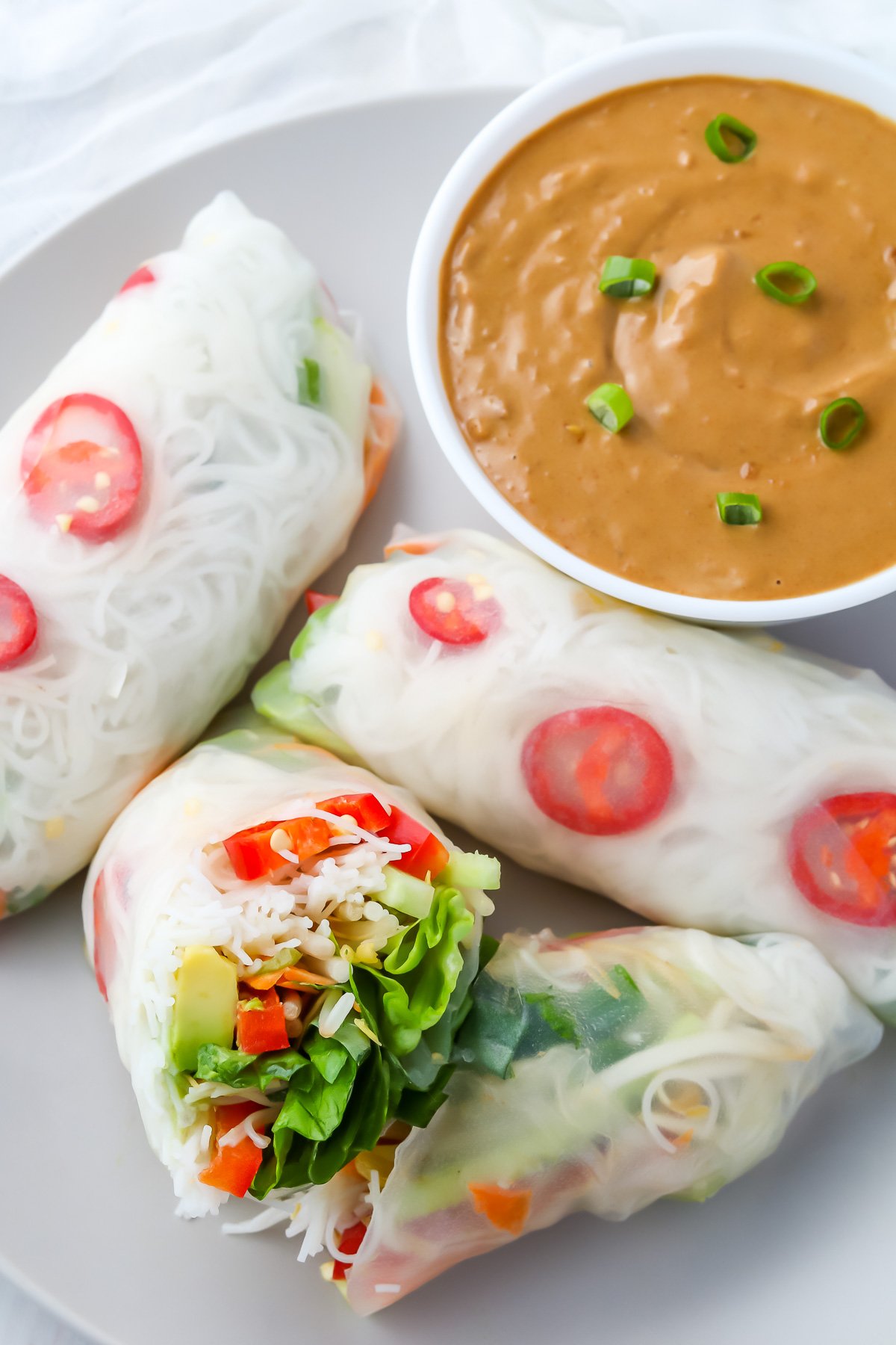 Vietnamese Salad Roll Recipe with Peanut Dipping Sauce - Make Healthy ...